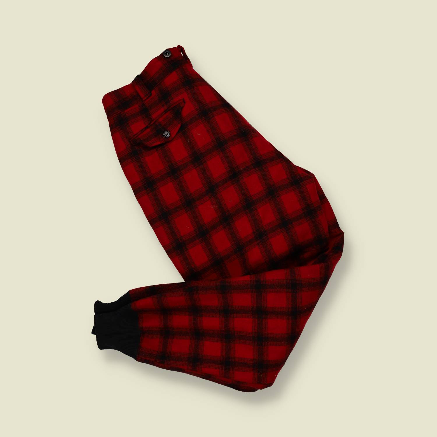 1970s–80s | Woolrich Wool Hunting Trousers – Red Buffalo Plaid - w32-3